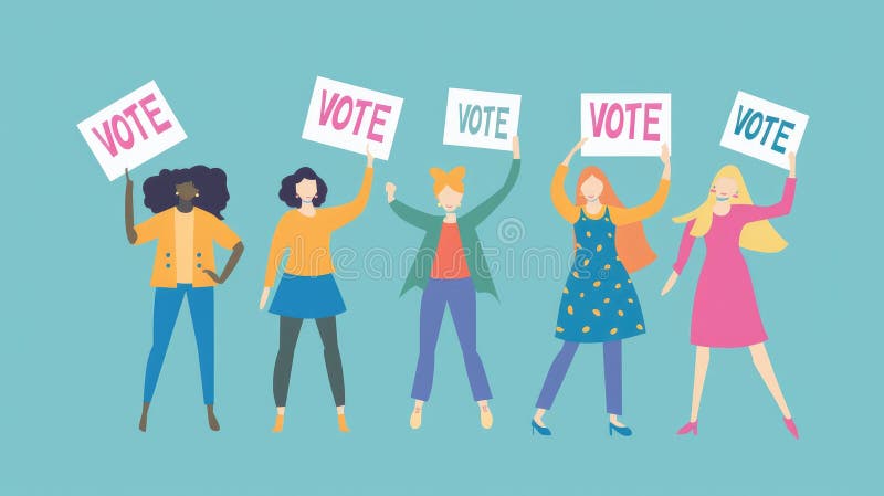 Women with Vote Signs AI Generated Stock Illustration - Illustration of ...