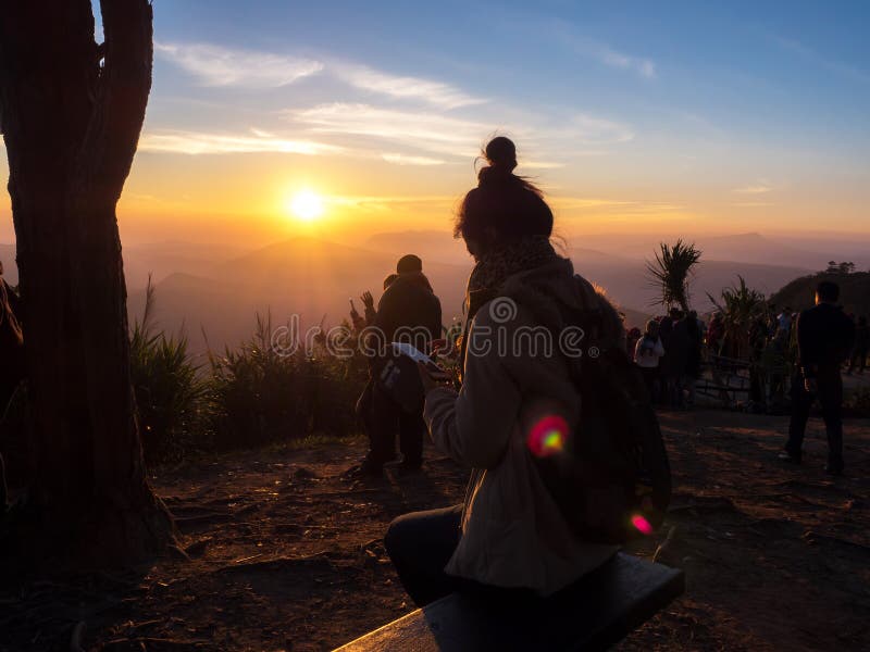 Women Watch the Morning Sunrise Editorial Photography - Image of ...