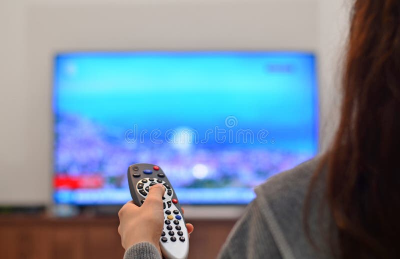 Women Watching Tv Use Remote Controller Stock Photos - Free & Royalty ...