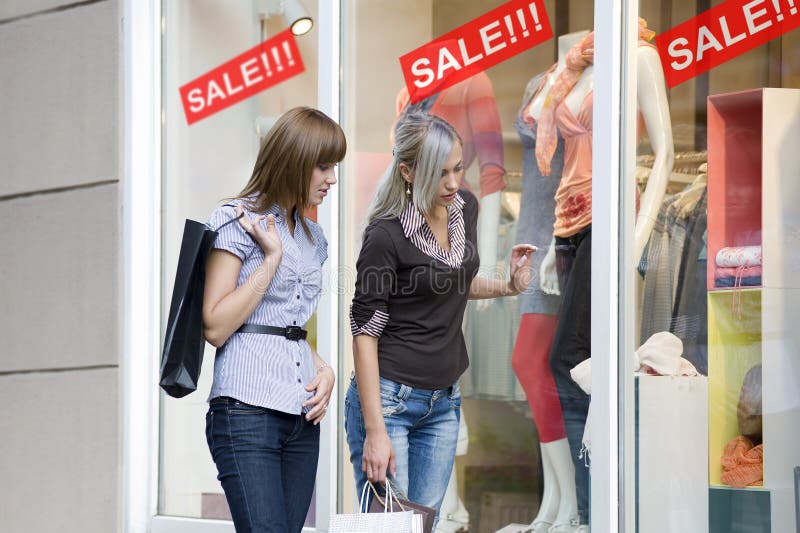 Women window shop stock photo. Image of attractive, happy - 10085000