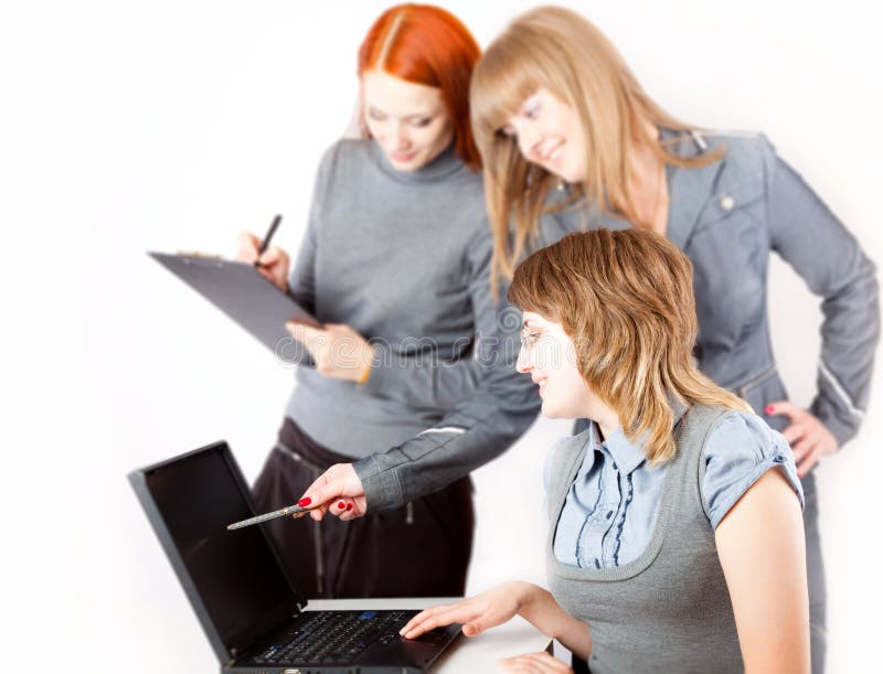 Women are Working on a Computer Stock Image - Image of indoors, meeting ...