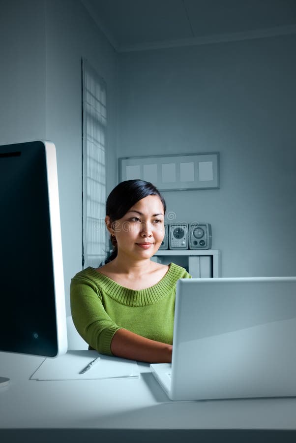Women working late night stock image. Image of office - 4319575