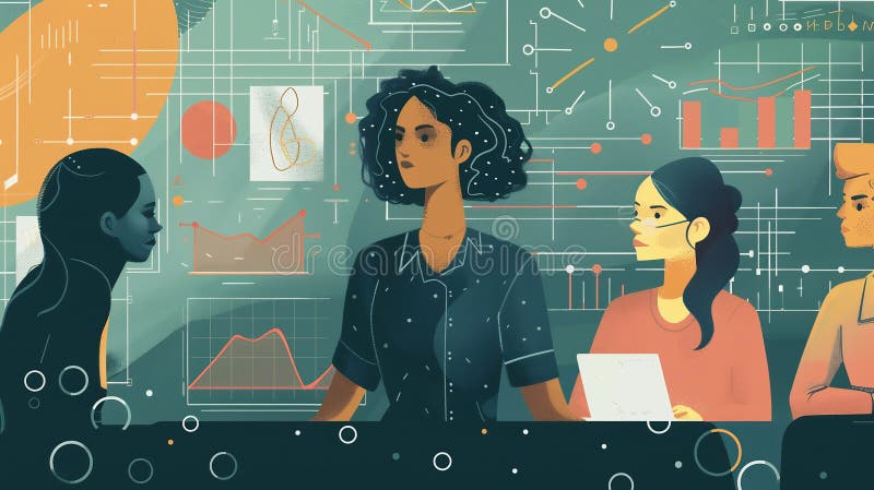 Women Working in the Mathematics Sector Stock Illustration ...