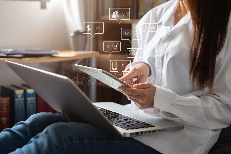 Women Working with a Modern Computer and a Office Desk with a Modern ...