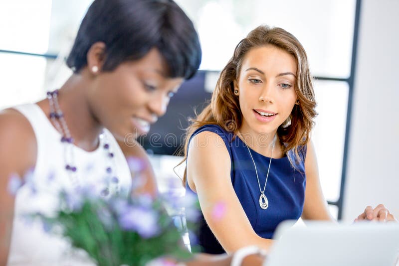 Women Working Together, Office Interior Stock Photo - Image of ...