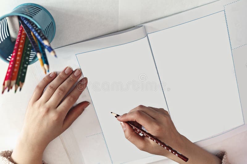 Women write on paper stock image. Image of book, notebook - 107673401