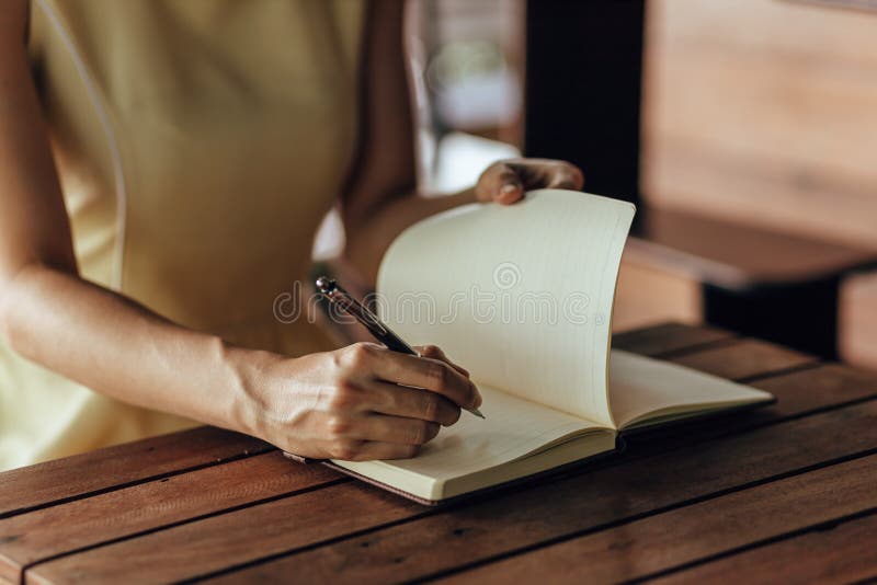 Women Writing Note Book on the Table Stock Image - Image of lifestyle ...