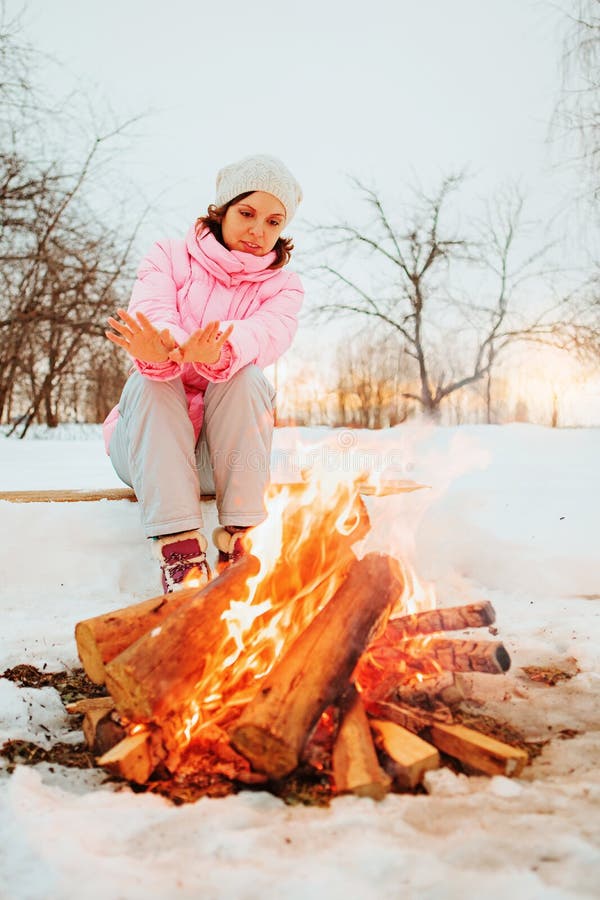 Women. stock image. Image of outdoors, happy, hand, fire - 36532577