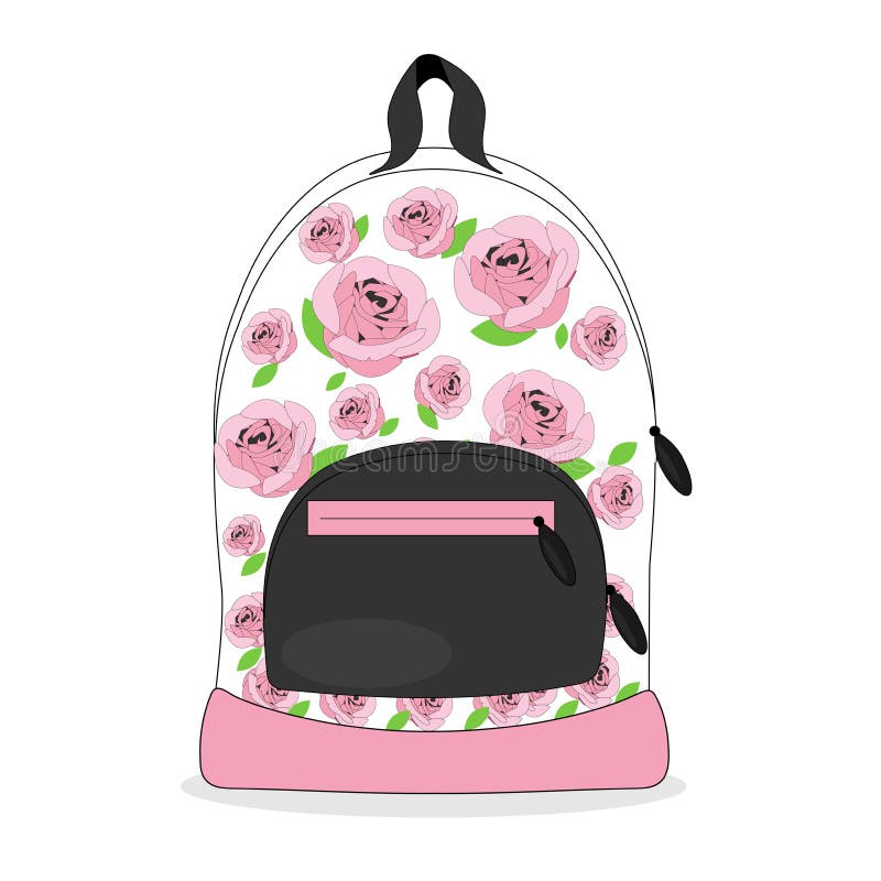 Womens Backpack, with a Pink Print Vector Stock Vector - Illustration ...