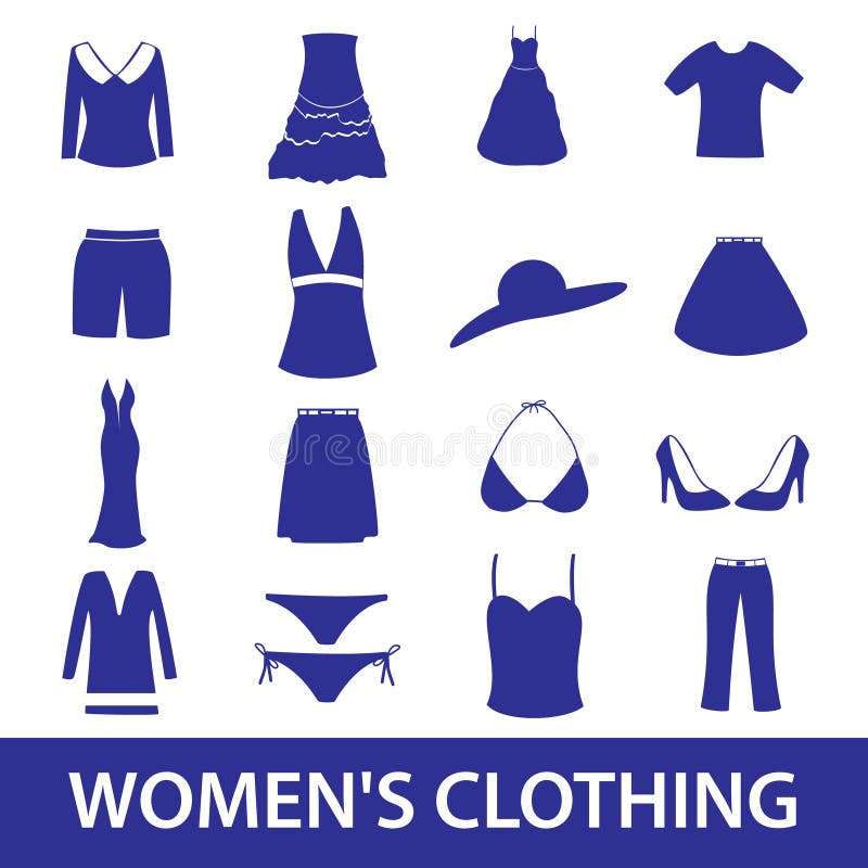 Womens Clothing Icon Set Eps10 Stock Vector - Illustration of graphic ...