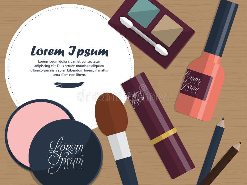 Womens Cosmetics on a Table with Place for Your Text. Flat Design Stock ...