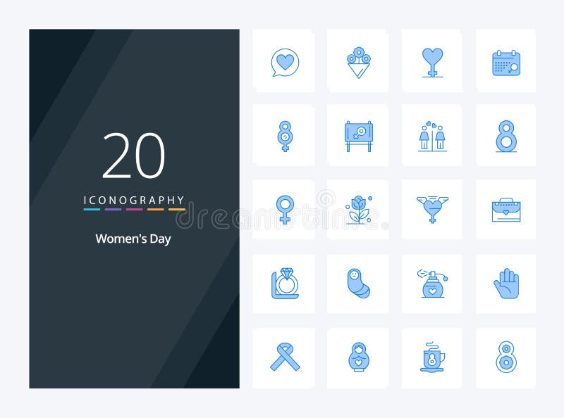 20 Womens Day Blue Color Icon for Presentation Stock Vector ...
