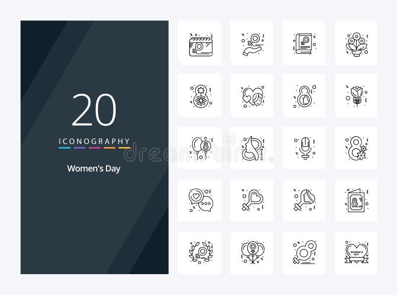 20 Womens Day Outline Icon for Presentation Stock Vector - Illustration ...