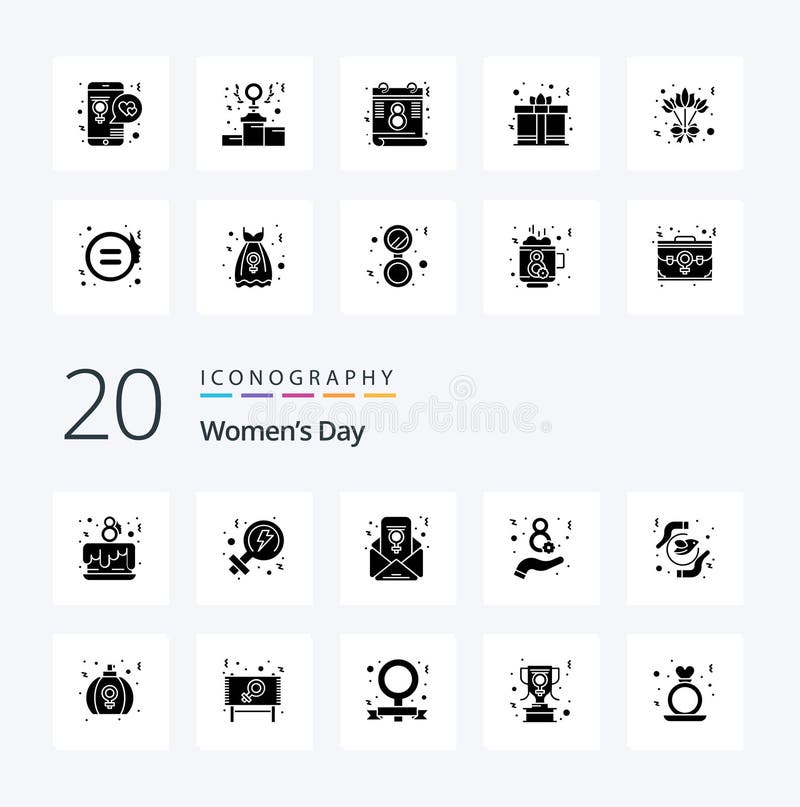 20 Womens Day Solid Glyph Icon Pack Like Peace Feminism Women Day ...