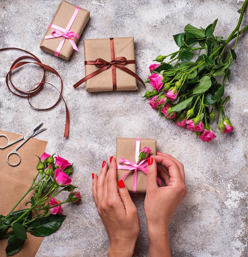 Womens Hands Hold a Gift Box Stock Image - Image of beautiful, greeting ...