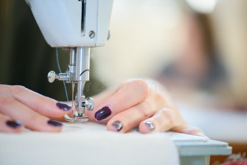 Womens Hands with Sewing Machine Stock Image - Image of machines, work ...