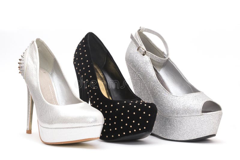 Womens Studded High Heels On White Background Stock Image - Image of ...