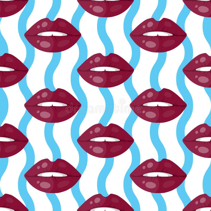 Womens Lips Seamless Pattern Vector Illustration Stock Vector ...