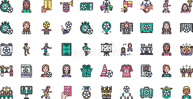 Womens Soccer Team Icons High-Quality Vector Icons Collection with ...