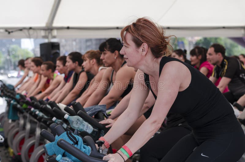 Beautiful Womans At Spinning Class Editorial Stock Photo - Image of ...