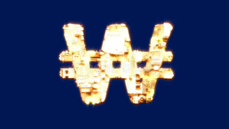 Won Sign, Technologic Blazing Orange Cyberpunk Font on Chroma Key ...