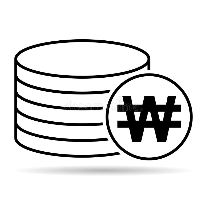 Won Stack Shadow Coin, Flat Icon Money Design, Cash Sign Vector ...