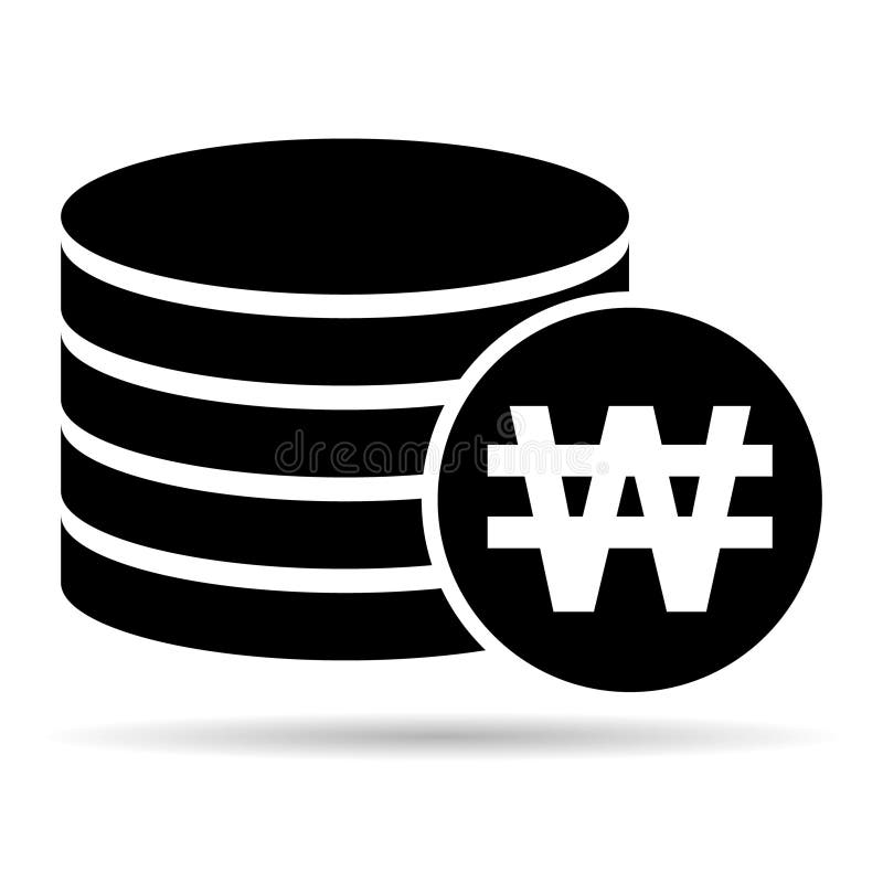 Won Stack Shadow Coin, Flat Icon Money Design, Cash Sign Vector ...