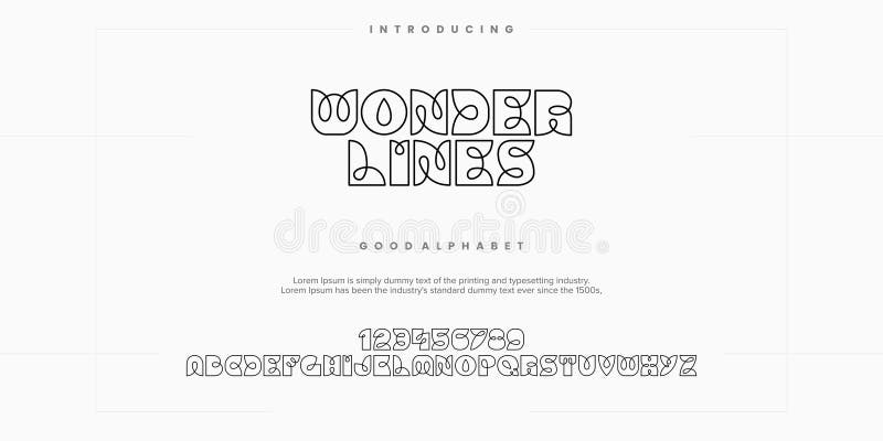 Wonder Lines Modern Alphabet Fonts. Typography Technology Vector ...