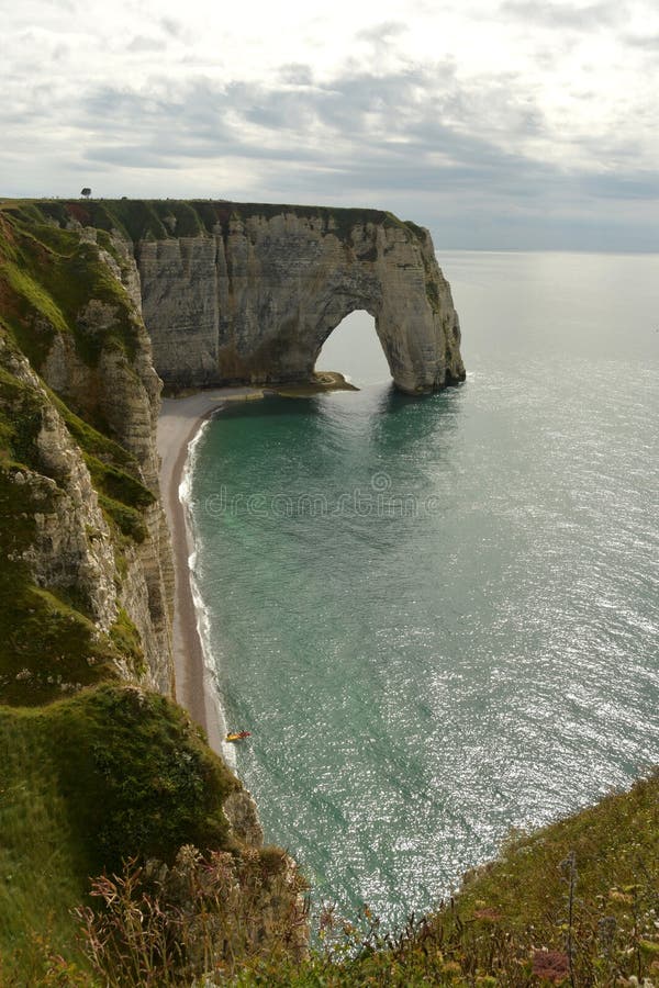 The Wonderful Cliffs of Etretat Beach in Normandy Stock Photo - Image ...