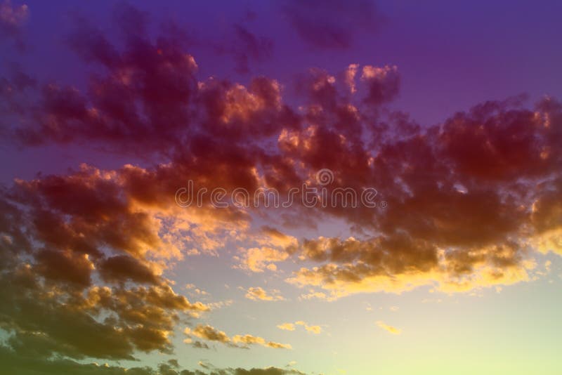 Wonderful Colorful Sun Colored Clouds on the Sky for Using in Design As ...
