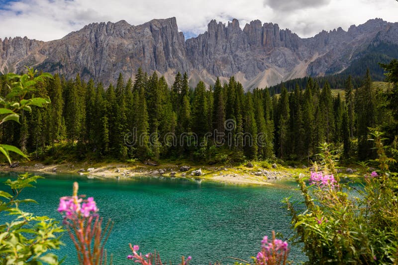 Wonderful Colors of Lake Carezza Stock Photo - Image of italian ...