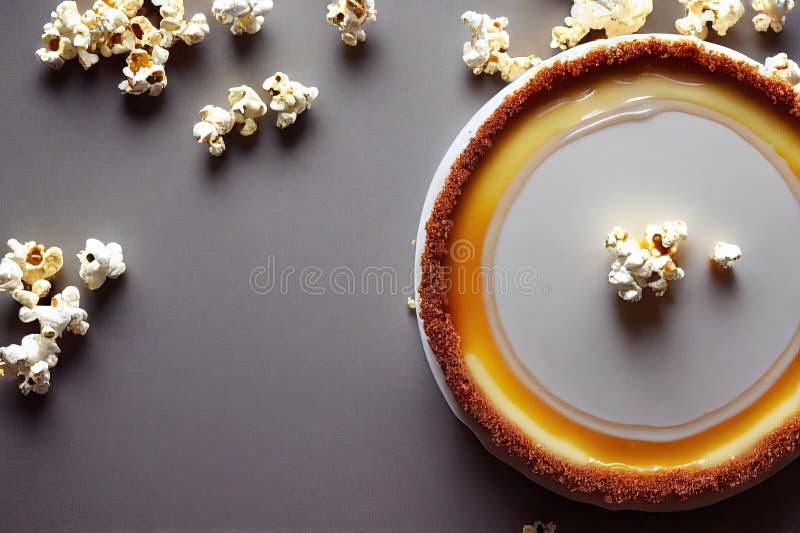 Wonderful Delicious Caramel Popcorn on Round White Plate. Stock ...