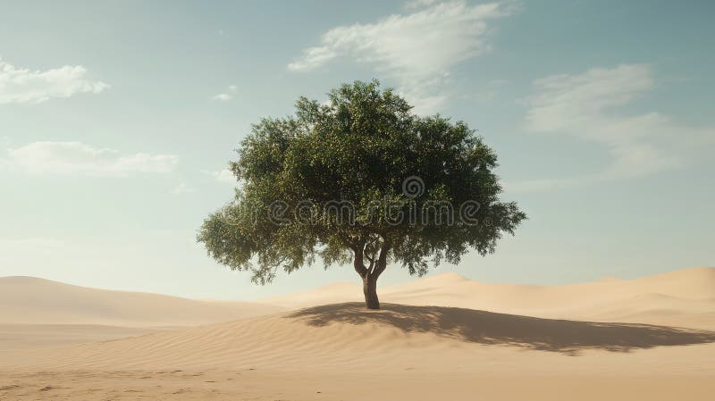 Wonderful Desert Tree Scene in the Desert Stock Illustration ...