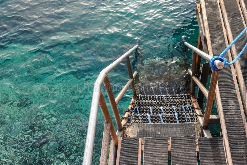 Entry with Steps on a Jetty To a Reef for Diving in Egypt Stock Photo ...