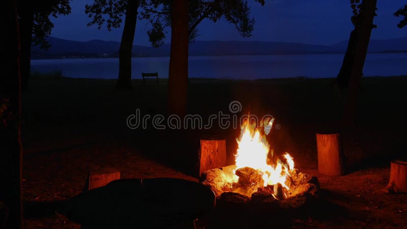 Wonderful Evening Atmospheric Background of Campfire. Beautiful Flame ...