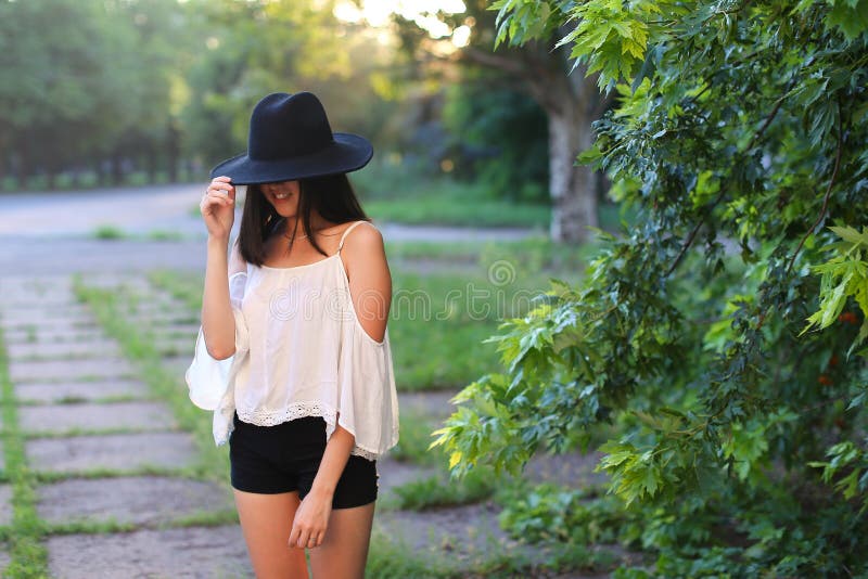 Wonderful Female Hat Asian Sunset Cheerful Emotions Laughter Dancing