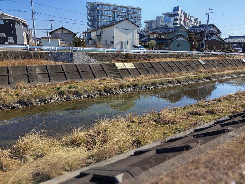 Wonderful Houses on the Clean River Side in Japan Stock Image - Image ...
