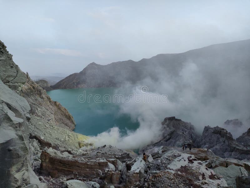 Wonderful Ijen Cloudy and Wind Stock Photo - Image of formation ...