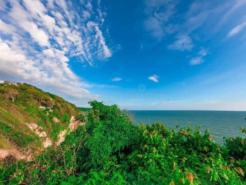 Wonderful Landscape Idyllic Scene Beach and Rock on Sky Background ...