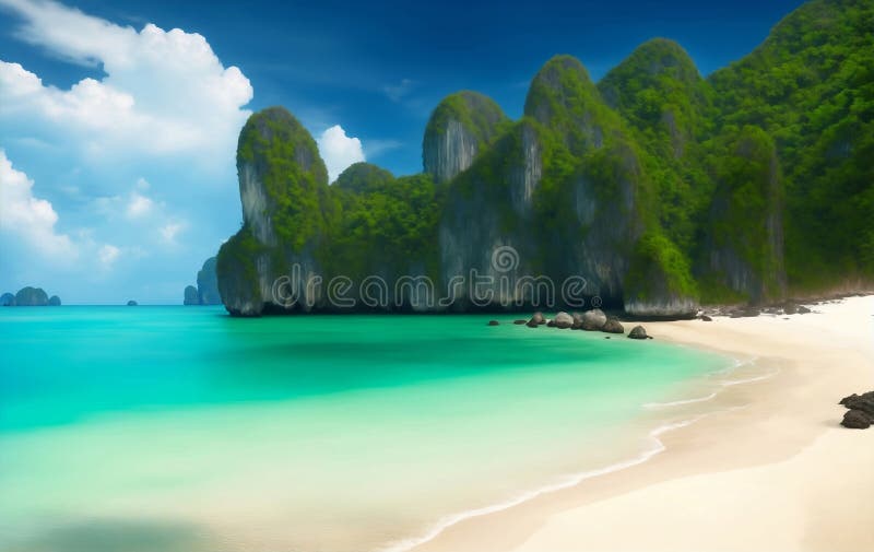 Wonderful Magical Beach in Thailand, Generative AI Illustration Stock ...