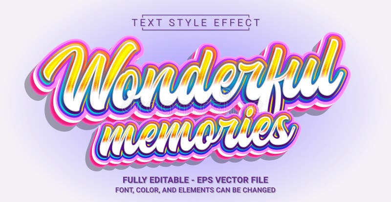 Wonderful Memories Text Style Effect. Editable Graphic Text Template ...