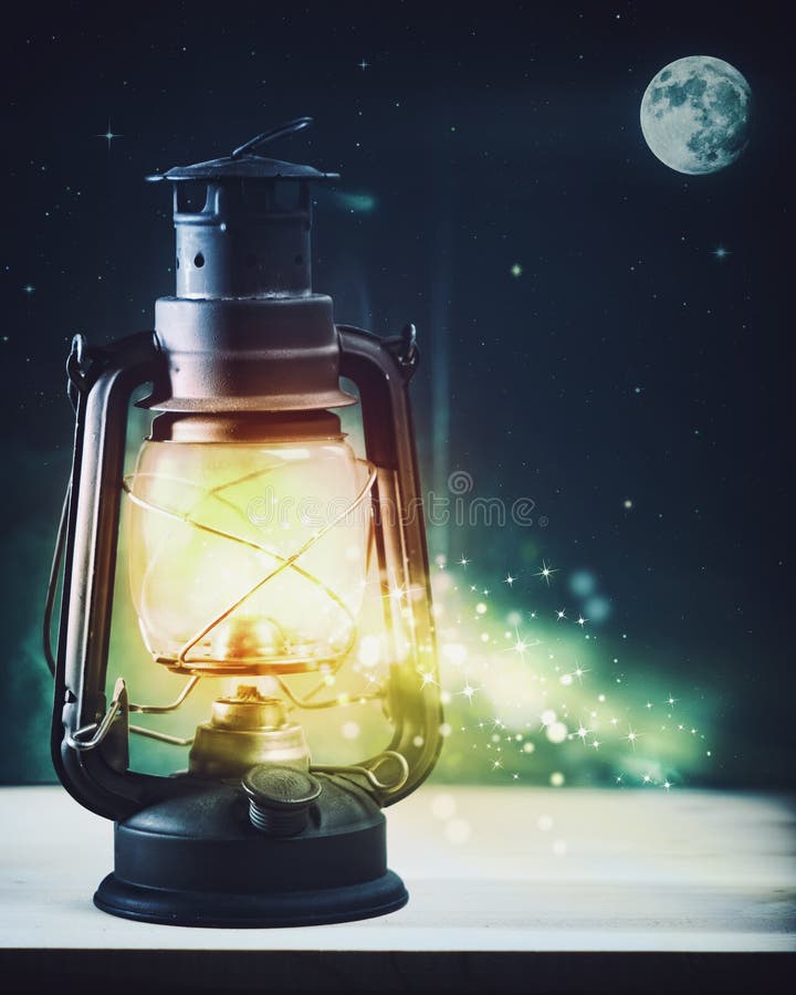 Wonderful Night and Vintage Magic Lantern Stock Photo - Image of ...