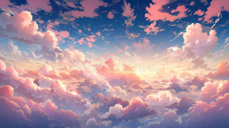 Wonderful Peaceful Clouds in the Sky Scenery, Hopeful Wallpaper Stock Illustration ...