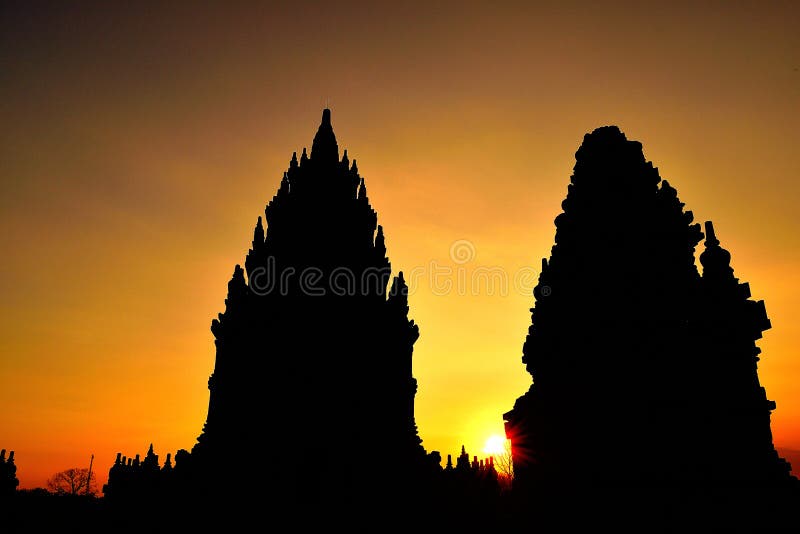 Prambanan Temple at Sunset, Java Island, Indonesia Stock Photo - Image ...