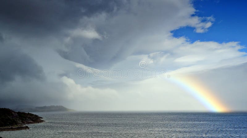 Wonderful Rainbow Over the Sea Stock Image - Image of peace, cloudy ...