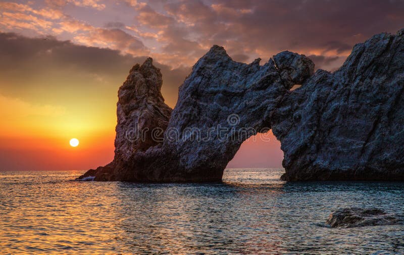 The Rock with a Hole in Lalaria Beach, Skiathos Stock Photo - Image of ...