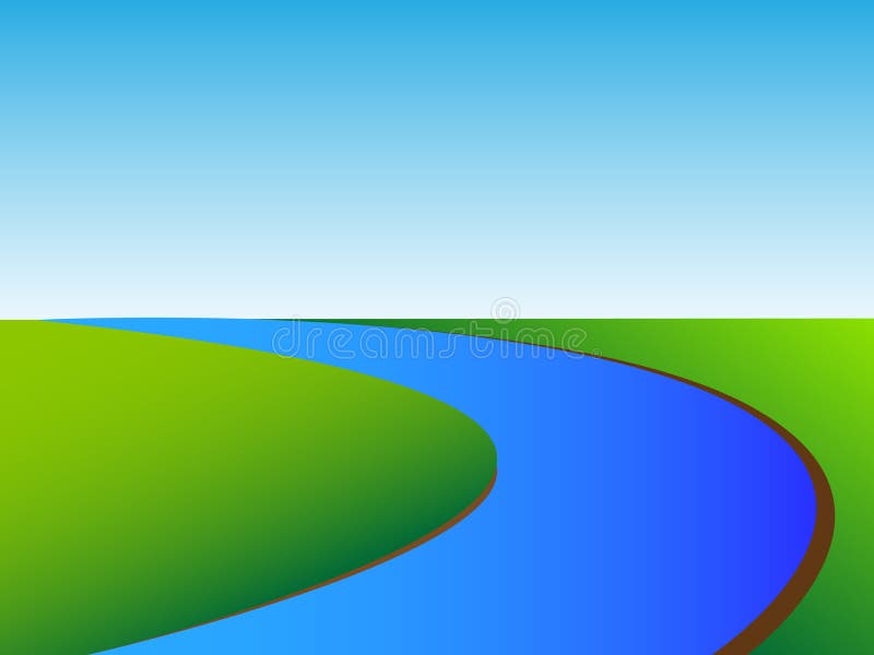 A Wonderful Simple Design of a Clean Blue River with Meadows Stock ...