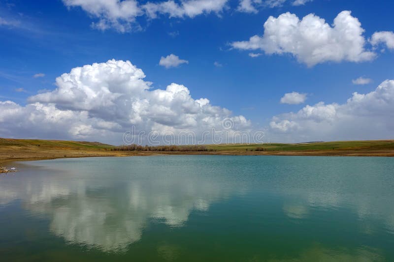 Wonderful Spring Landscape of Sky Lake and Clouds,clouds Reflecting in ...