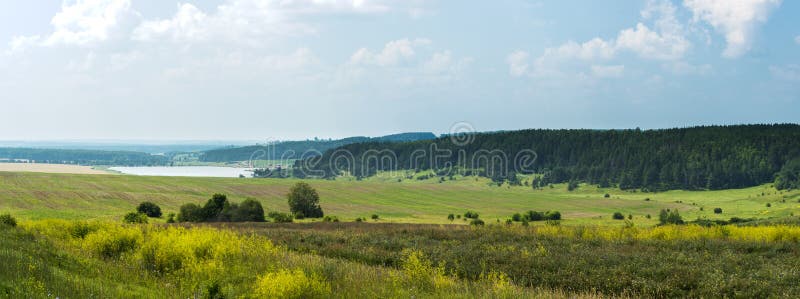 Wonderful Summer Panoramic View of Fields and Motorway Stock Photo ...