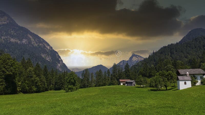 Wonderful Sunset in the Austrian Alps Stock Photo - Image of meadow ...